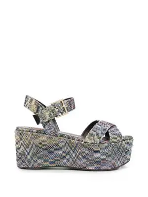 Missoni Zigzag-knit Platform Sandals - Blue