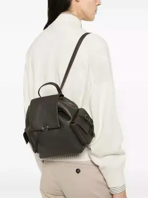 Brunello Cucinelli Sartorial Grainy Leather Backpack - Brown