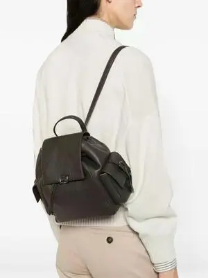 Brunello Cucinelli Sartorial Grainy Leather Backpack - Brown