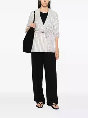 MARC ELLIS Striped Fringe-trimmed Jacket