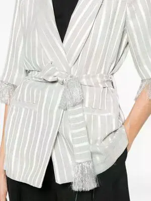 MARC ELLIS Striped Fringe-trimmed Jacket