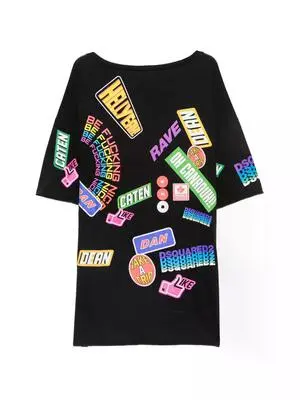 Dsquared2 Oversized Sticker Print T-shirt - Black