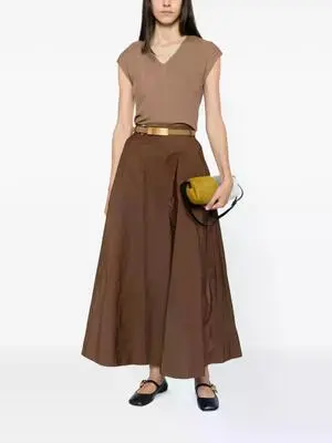 Max Mara Ribbed Knit V-neck Sleeveless Top - Brown