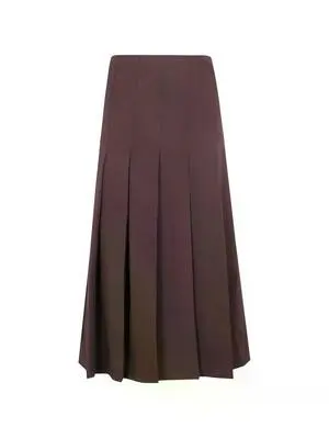 DRHOPE Asymmetric Pleated Midi Skirt - Brown