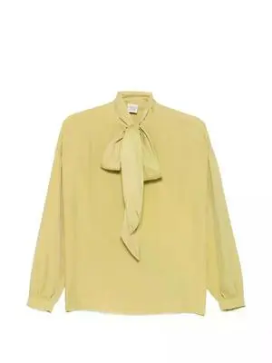 19.61 MILANO Pussy-bow Long-sleeve Blouse - Green
