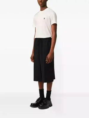 AMI Paris Large Elasticated Wool Bermuda Shorts - Black