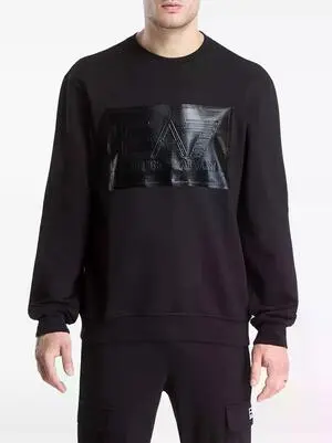 EA7 Logo-patch Long-sleeve Sweater - Black
