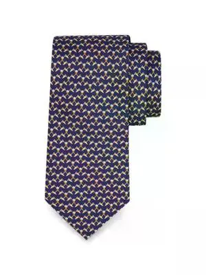 FERRAGAMO Club-print Silk Tie - Blue