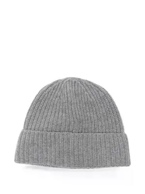 Stone Island Logo-patch Ribbed-knit Beanie Hat - Grey