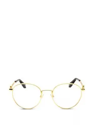 Roberto Cavalli Round Frame Logo Plaque Eyeglasses - Gold