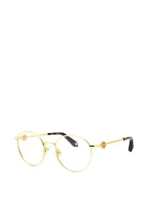 Roberto Cavalli Round Frame Logo Plaque Eyeglasses
