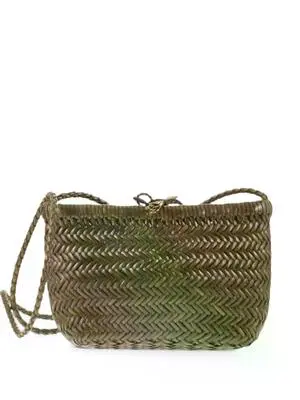 Dragon Minsu Woven Leather Shoulder Bag