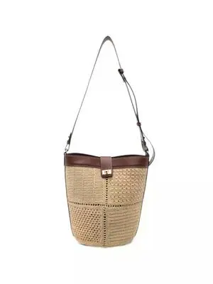 ANYA HINDMARCH Patchwork Leather-trim Bucket Bag - Neutrals