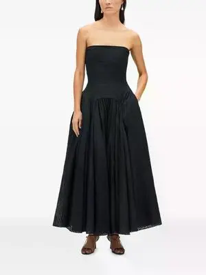 Another Tomorrow Gingham-check Strapless Dress - Black