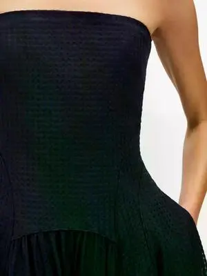 Another Tomorrow Gingham-check Strapless Dress