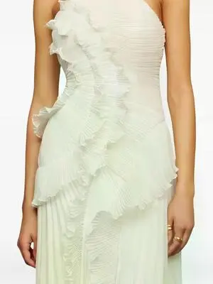 AMUR Lorelie Ruffled Halter-neck Gown - Neutrals