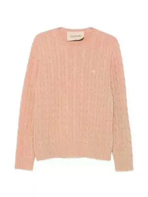 Valentino Garavani Vlogo Signature Cable Knit Sweater - Pink