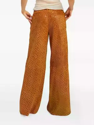 Sprwmn Floral-print Suede Trousers