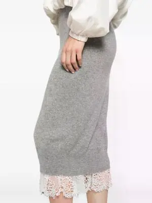 Ermanno Scervino Lace-trim Knitted Midi Skirt