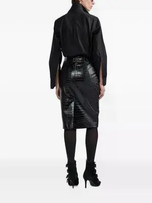 Barbara Bui Croco-embossed Pencil Skirt - Black