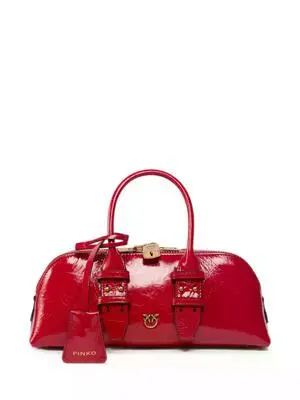 Pinko Escape Bag Horizontal Small Handbag In Shiny Leather - Red
