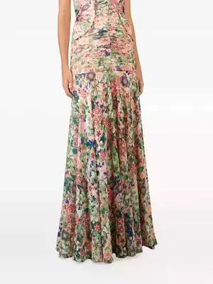 Saloni Kristie Floral Print Strapless Maxi Dress - Pink