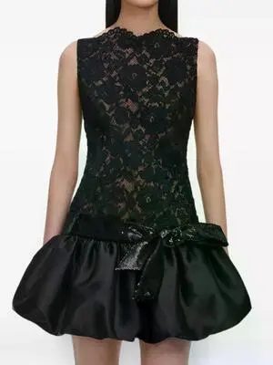 SELF-PORTRAIT Lace Bubble Hem Mini Dress