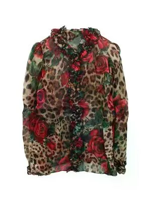 Dolce & Gabbana 2010s Animal-print Floral-print Blouse