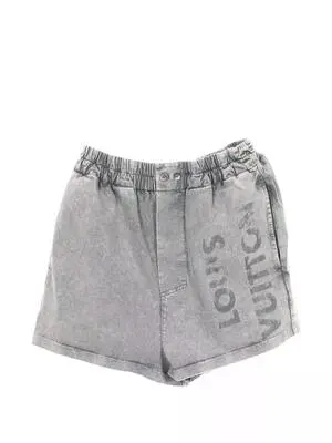 LOUIS VUITTON Cotton Acid Wash Logo Print Shorts - Grey