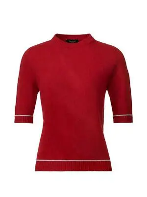 Fabiana Filippi Contrast-trim Short-sleeve Sweater - Red