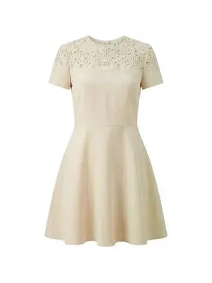 Valentino Garavani Lace-panelled A-line Mini Dress - Neutrals