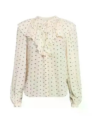 Veronica Beard Gomez Ruffled Blouse - Neutrals