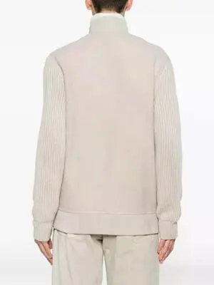 Eleventy Ribbed-knit Panelled Bomber Jacket