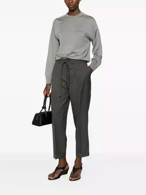 Peserico Pleated Belted Trousers In Charcoal Gray