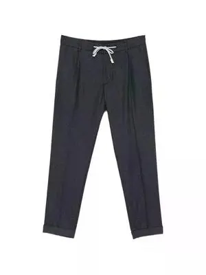 Eleventy Drawstring-waist Pleated Trousers - Blue