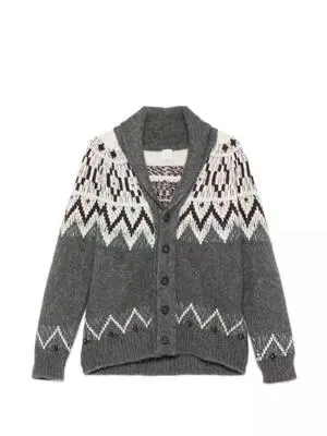 Eleventy Fair Isle Shawl-collar Cardigan - Grey