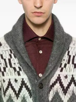 Eleventy Fair Isle Shawl-collar Cardigan
