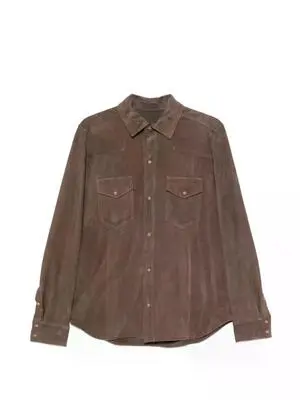 Eleventy Suede Flap-pocket Shirt - Brown