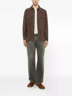 Eleventy Suede Flap-pocket Shirt