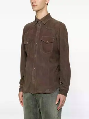 Eleventy Suede Flap-pocket Shirt