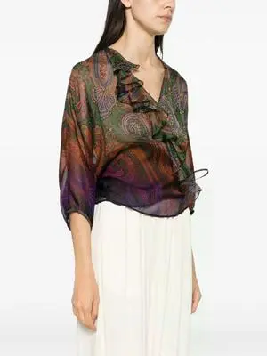 Etro Paisley Print Ruffled Blouse