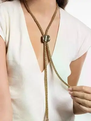 Gas Bijoux Tone Brass Biwa Necklace - Gold