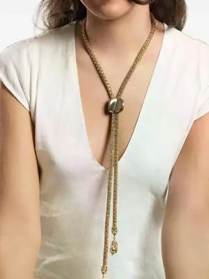 Gas Bijoux Tone Brass Biwa Necklace
