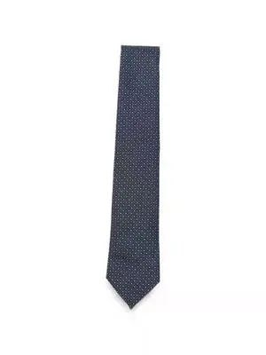 Emporio Armani Geometric-pattern Silk Tie - Blue