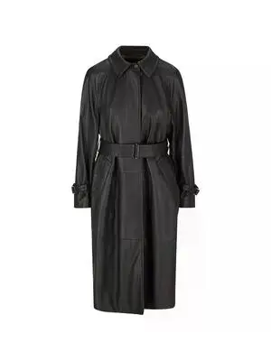 Max Mara Belted Leather Coat - Black