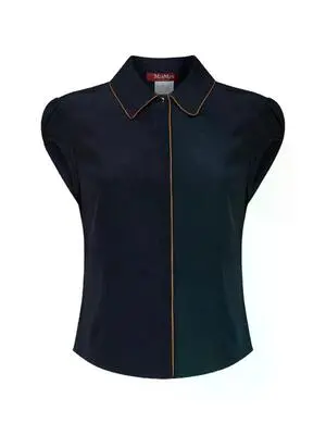 Max Mara Piping-detail Silk Shirt - Blue
