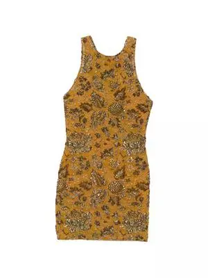 Saint Laurent Floral-jacquard Mini Dress - Yellow