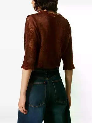 TWINSET Jacquard Alpaca Blend Jumper With Scalloped Edge - Brown