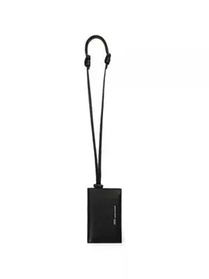AMI Paris Etienne Strap Taurillon-leather Envelope Card Holder - Black