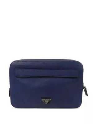 Prada Saffiano Leather Clutch Bag - Blue